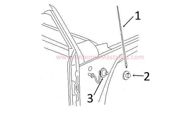 2007-02016 Jeep Wrangler Antenna Parts, 5064351AB, 56040291AF, 56040950AE